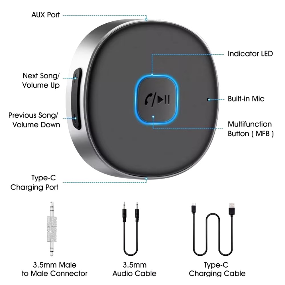 J33 Bluetooth Receiver Car Stereo Amplifier Headphone AUX Dedicated ...