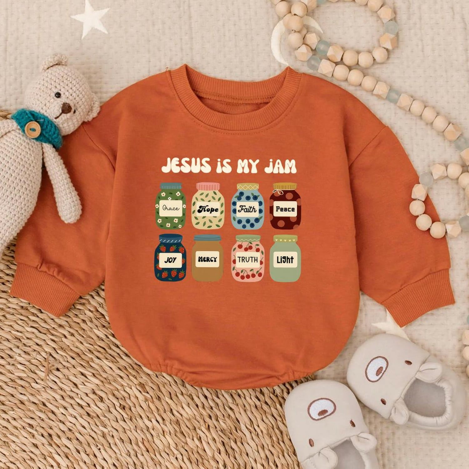 J3sus Is My Jam Baby Romper, Cute Faith Toddler Sweatshirt, Bible Verse ...