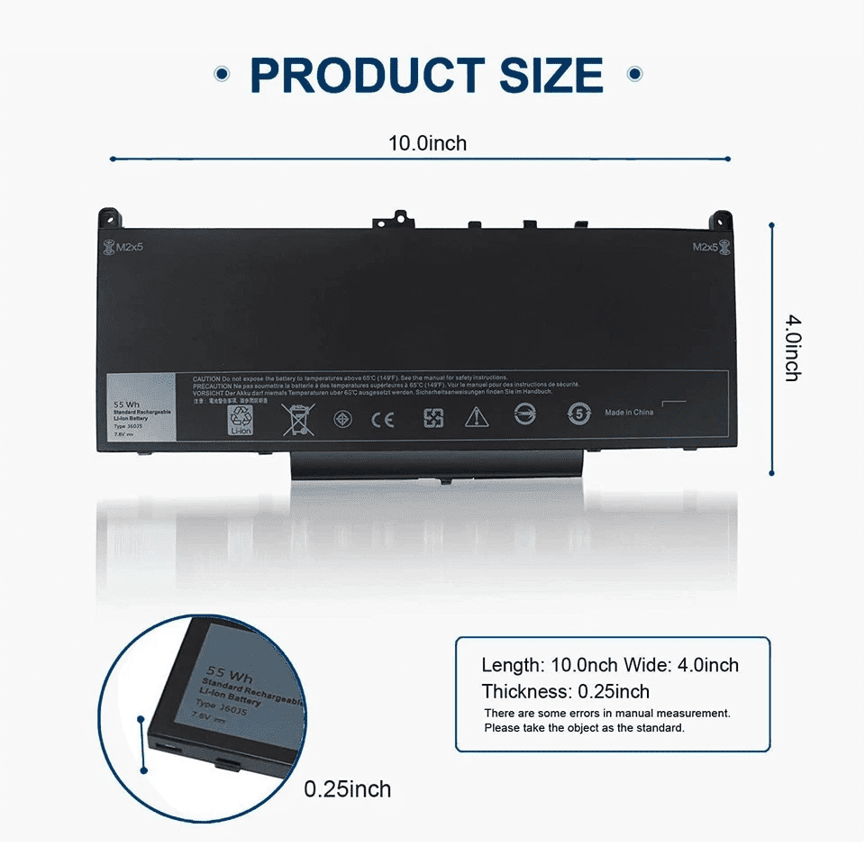 J60J5 BATTERY FOR DELL Latitude E7470 E7270 Series Laptop R1V85 451 ...