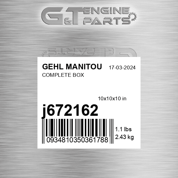 J672162 COMPLETE BOX fits Gehl Manitou (New OEM) - Walmart.com