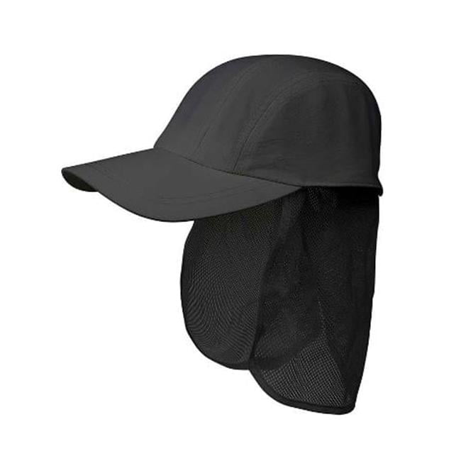 J7216 Taslon UV 5 Panel Cap With Mesh Tuck Away Flap, Black - Walmart.com