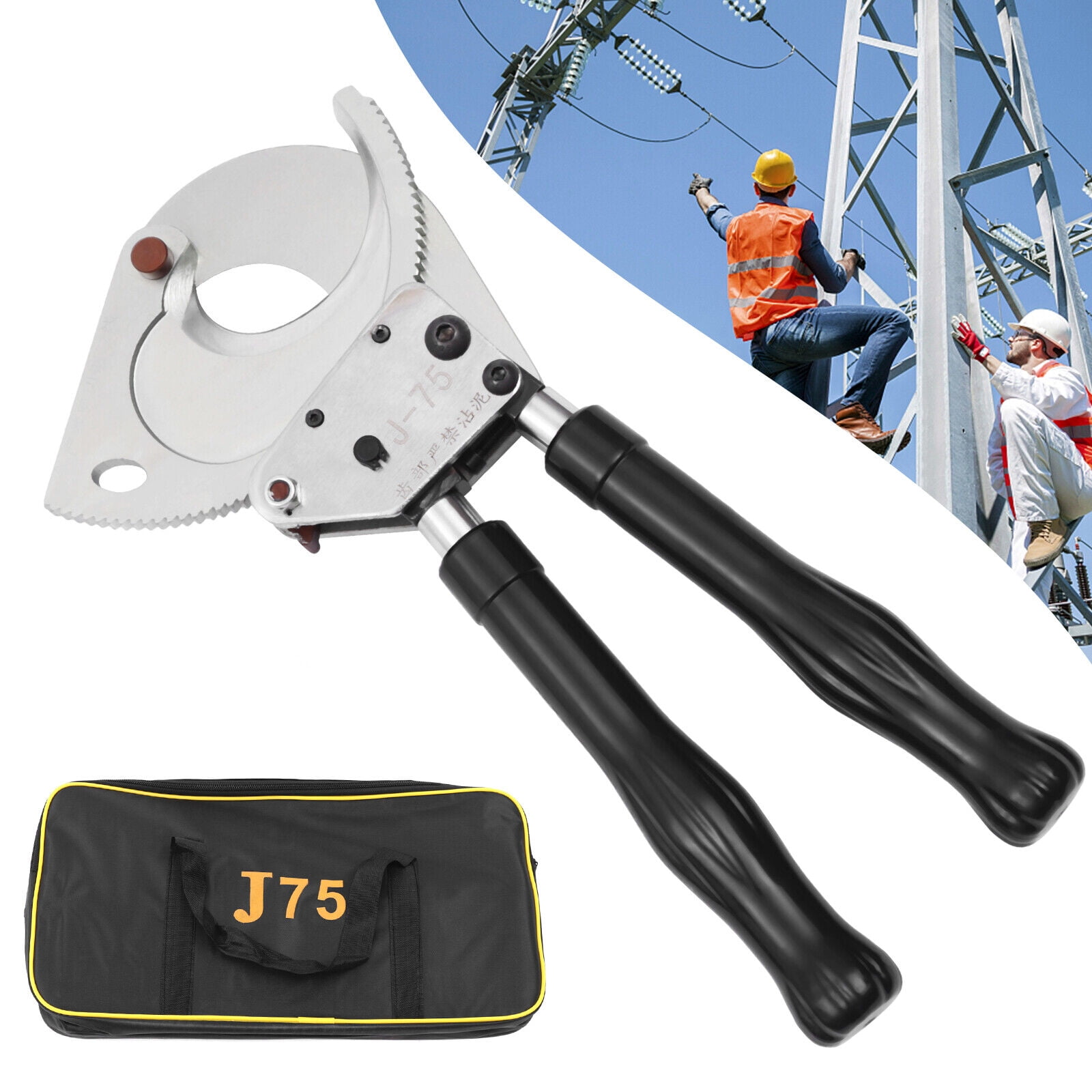 J75 Heavy Duty Ratchet Cable Cutter Cut ®75mm For Cutting Aluminum ...