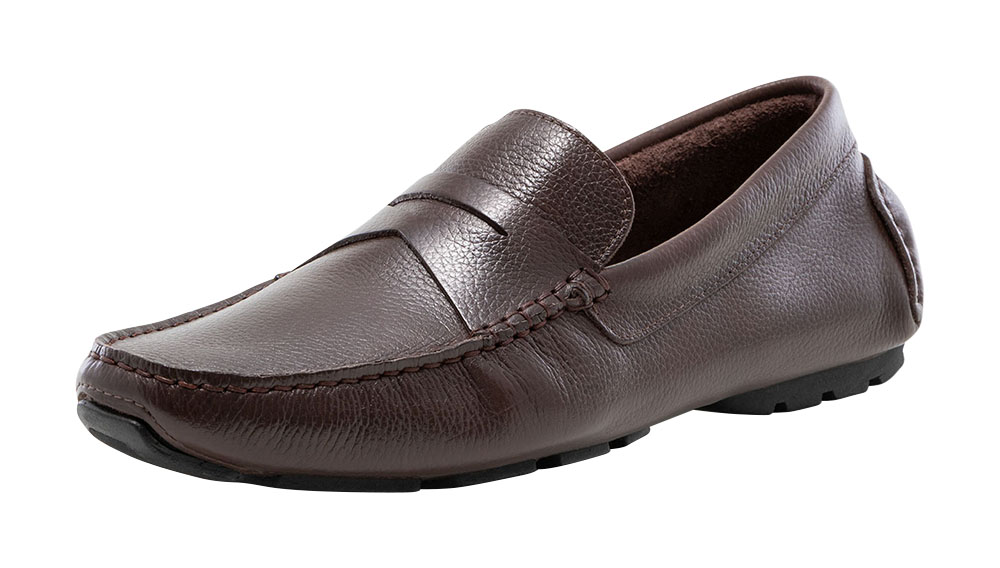 J75 Men's Daytona Leather Driving Shoe | Moc Toe Slip On Penny Loafer ...