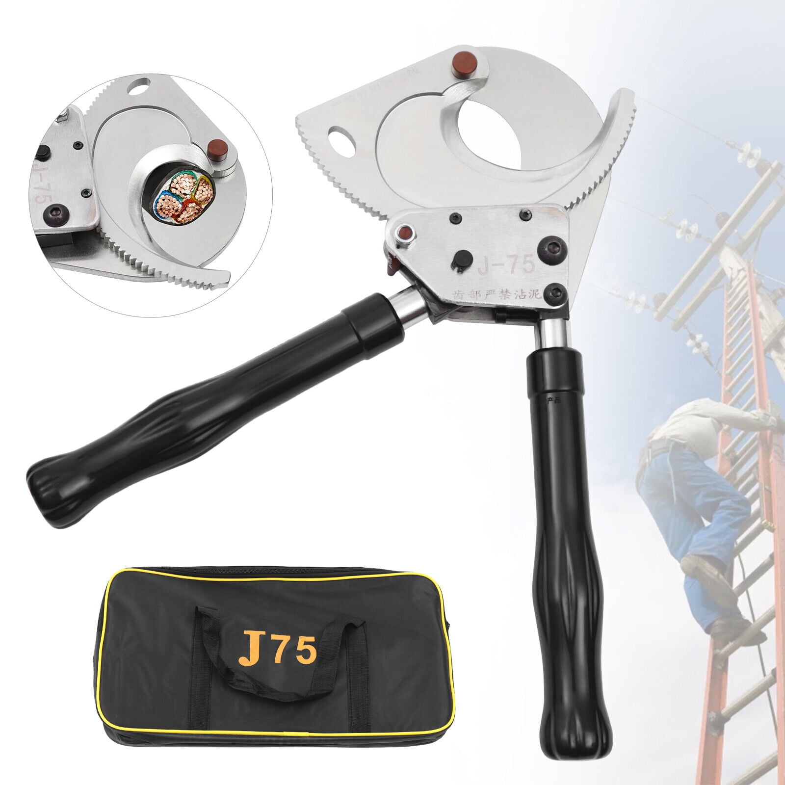 J75 Ratchet Cable Cutter Aluminum Copper Cable Ratcheting Wire Cutting ...