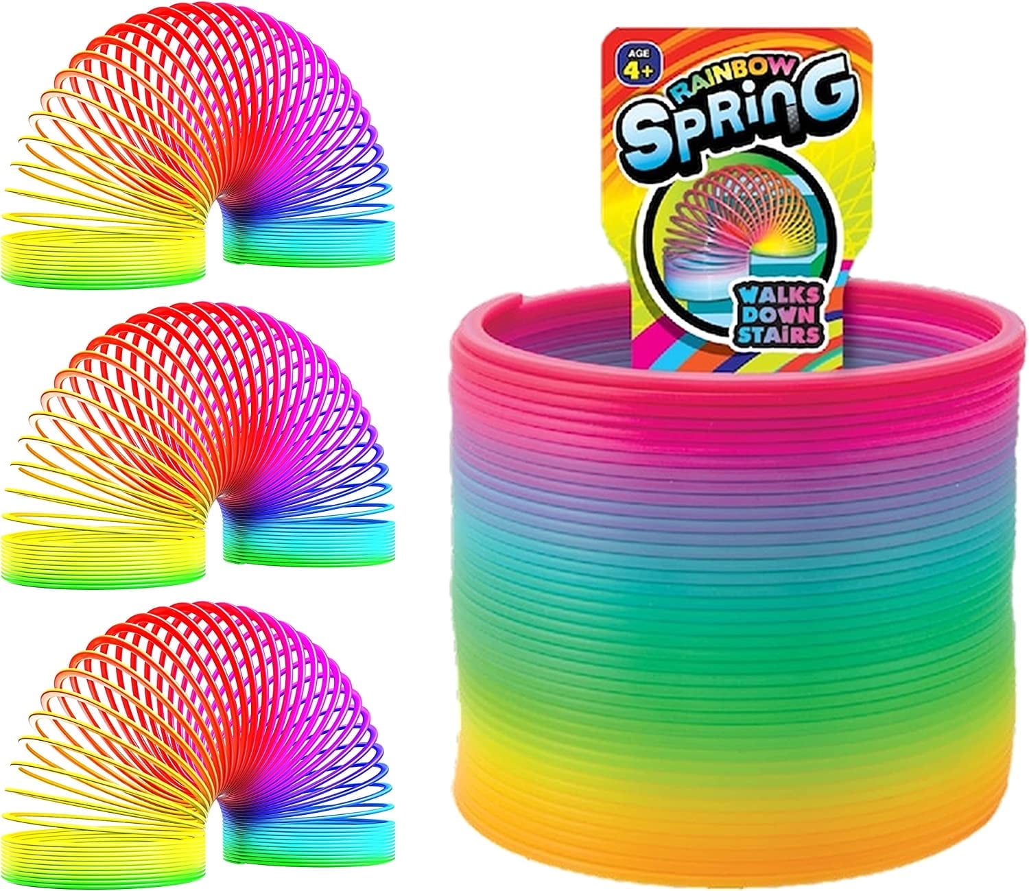 Ja-Ru Big Magic Rainbow Color Plastic Slinky Toy, 3-Pack Coil Springs ...