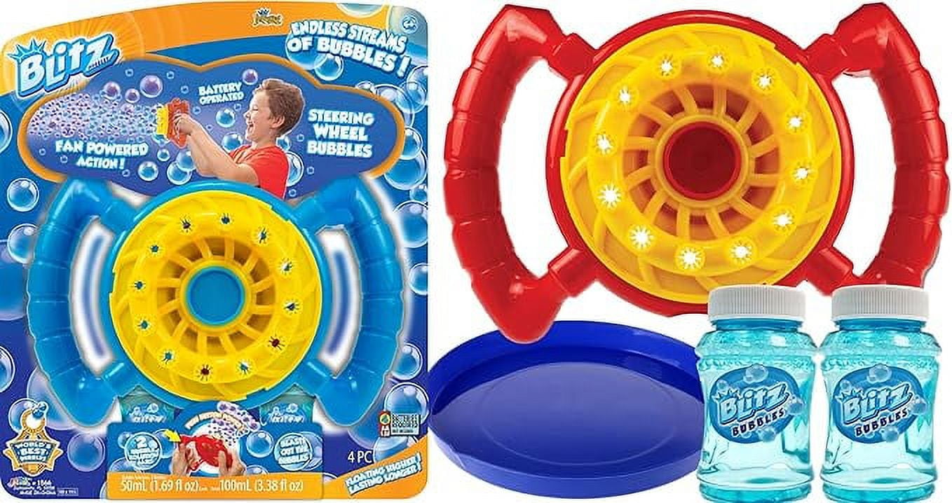 JA-RU Blitz Fan Bubble Wheel Blower w/ 2 Non Toxic Bubble Soap Solution ...