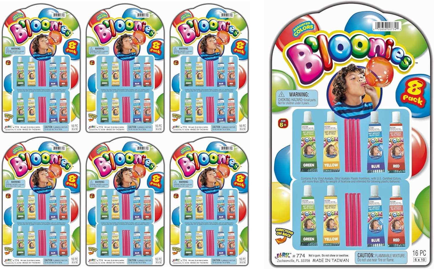 JA-RU Bloonies Plastic Balloons (6 Packs, 8 Tubes per Pack) Blow ...
