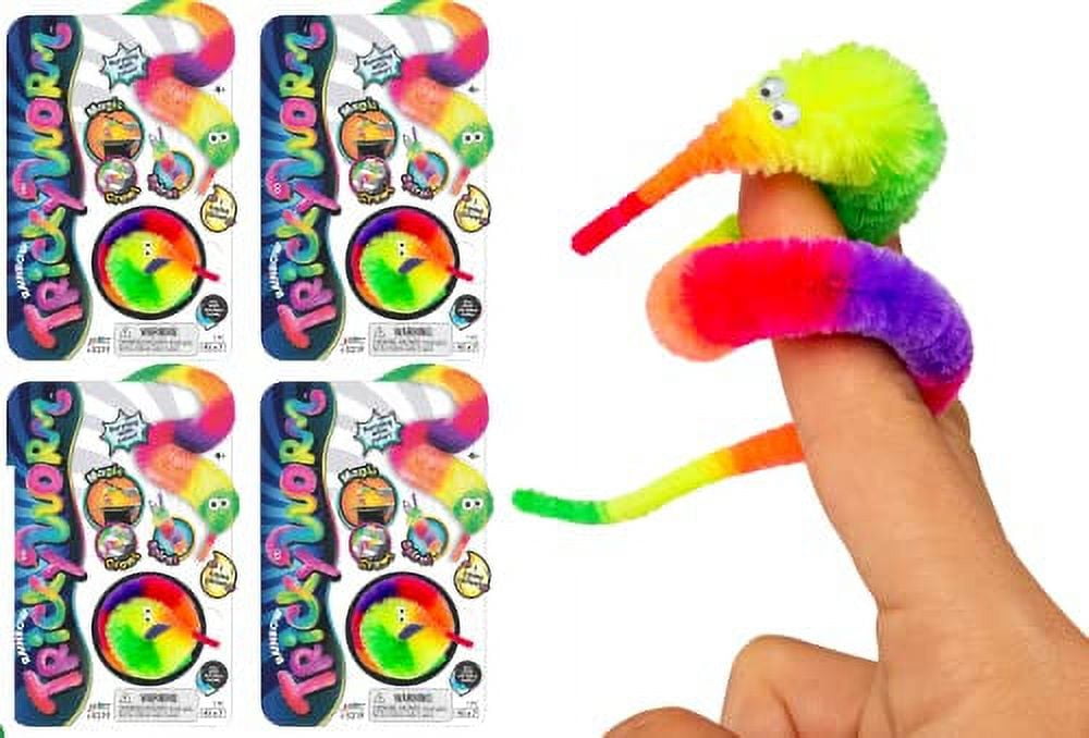 JA-RU Fuzzy Worms on Strings Magic Worms Fidget Toy (4 Assorted ...