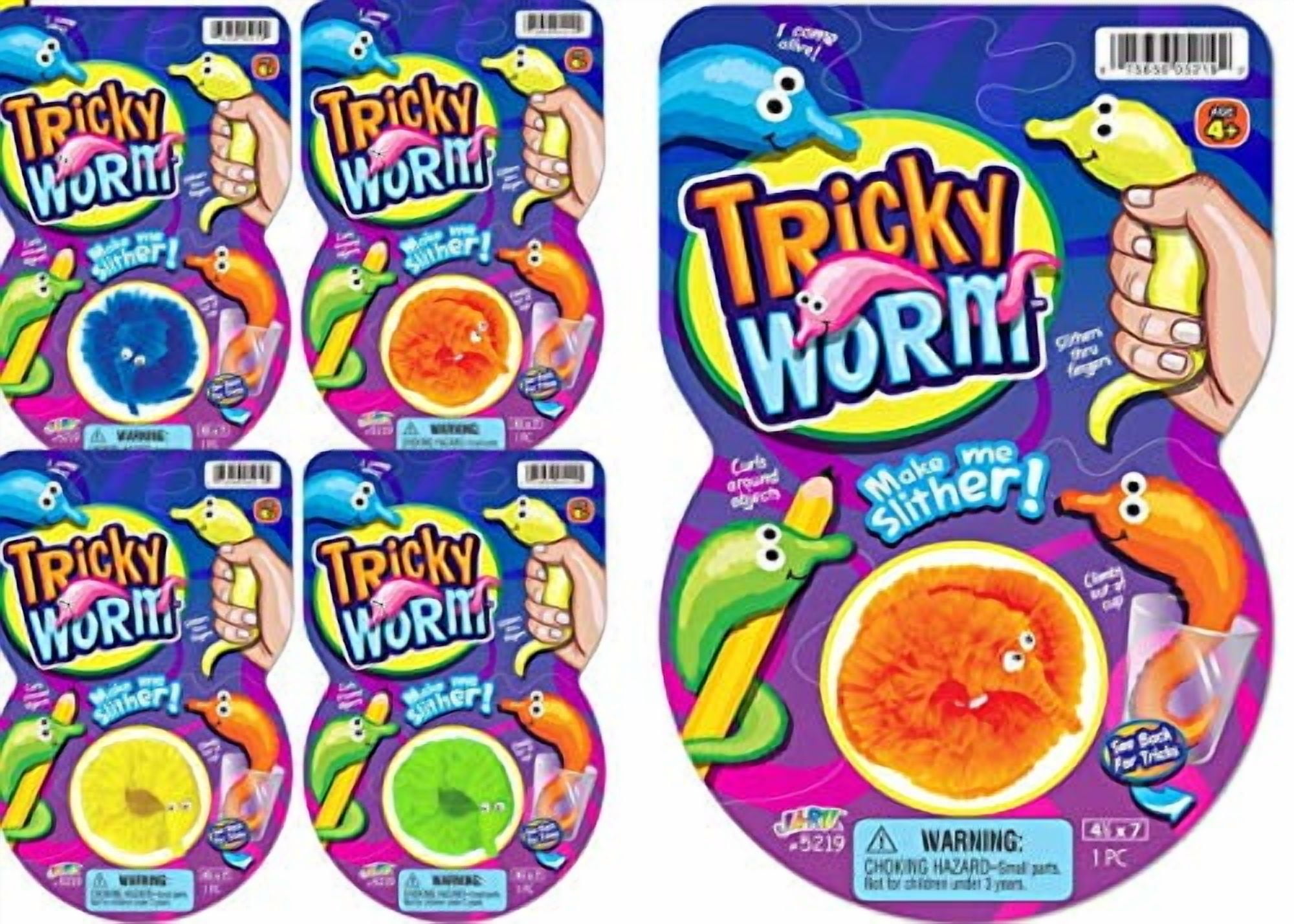 JA-RU Mr Fuzzy Worms on Strings, 4 Pack Magic Fidget Toy, Neon Colors ...
