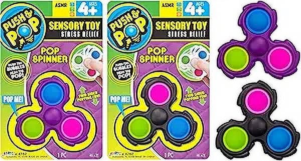 JA-RU Push & Pop Fidget Spinner (2 Units) Fidget Popper Game Kids Toys ...