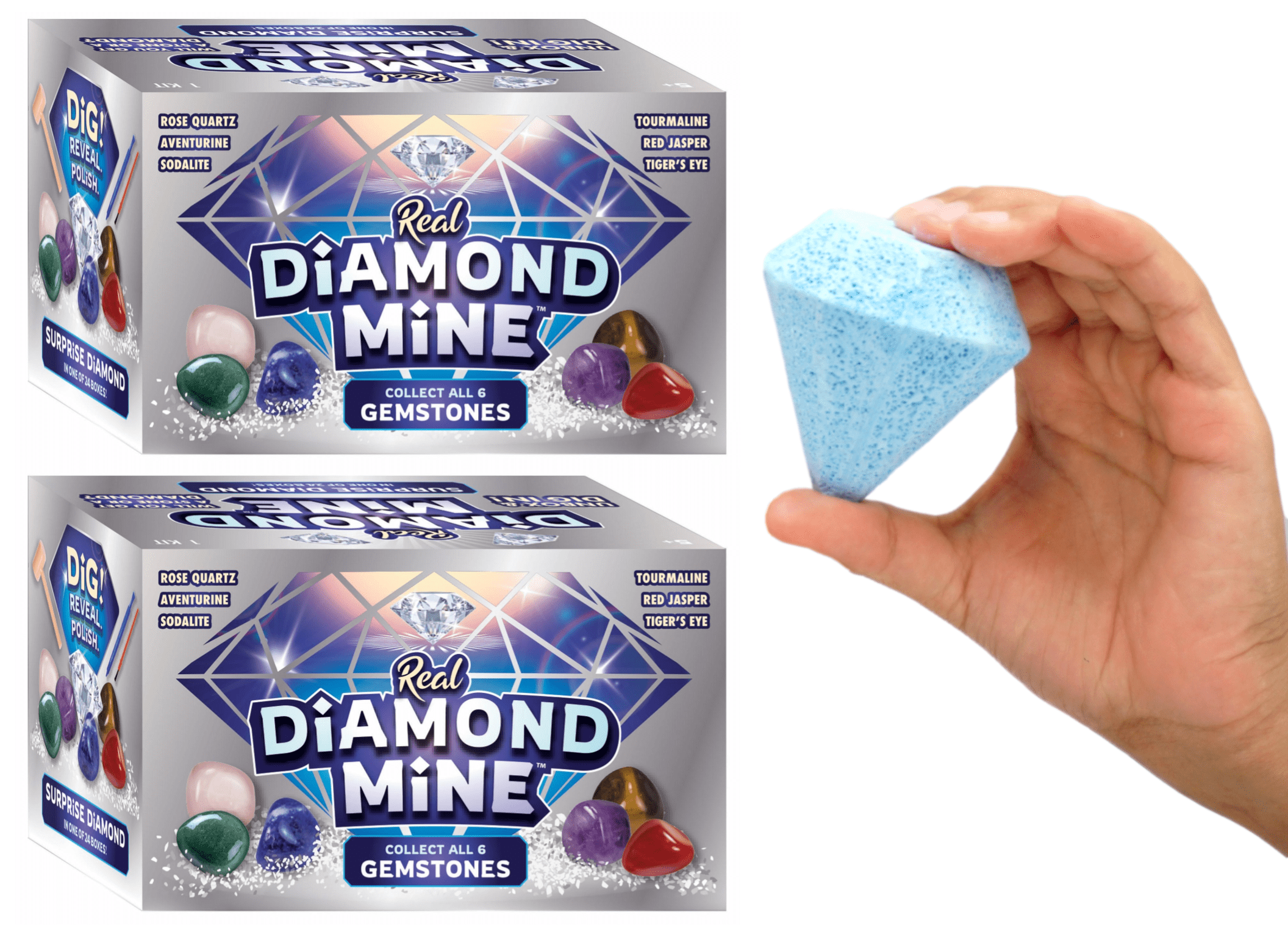 JA-RU Diamond Mine Gemstone Dig Kit, 2 Packs + Sticker, Mystery Rock ...