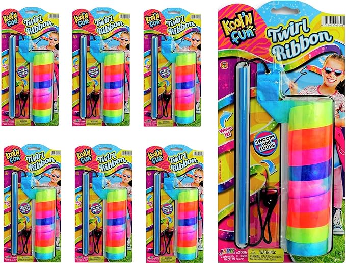 JA-RU Ribbon Wands Ribbon on a Stick (6 Packs) Dance Twirling Ribbon ...