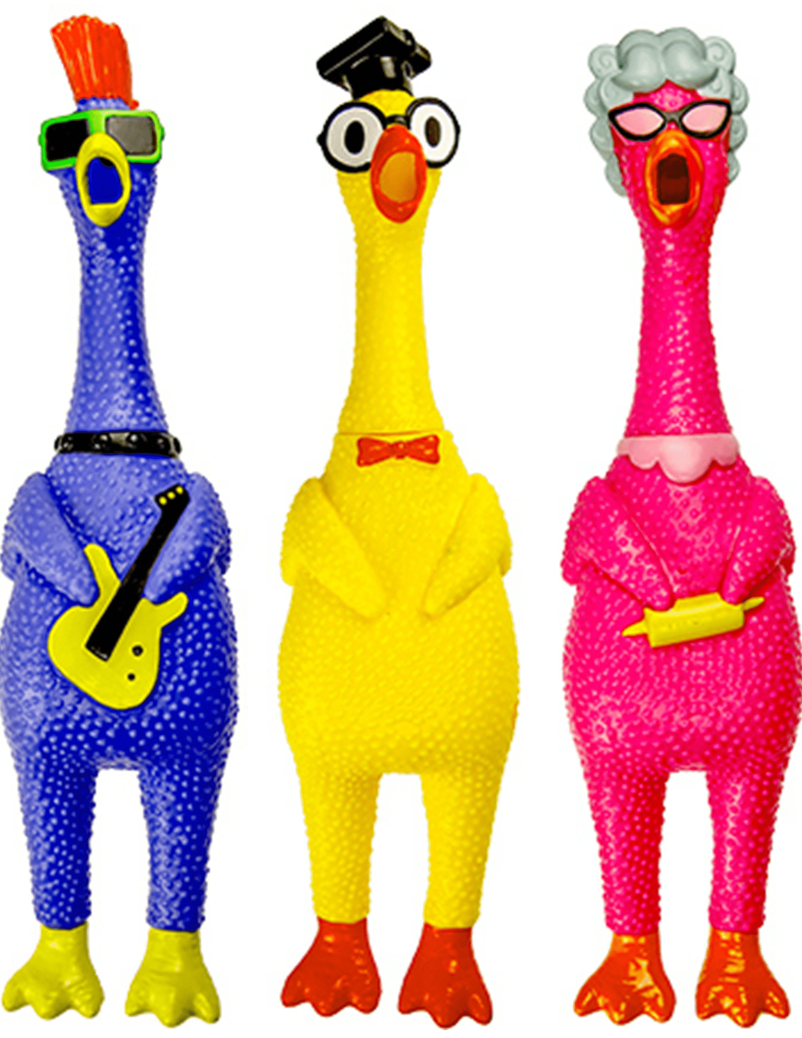 JA-RU Pack of 3 Big Squeeze Rubber Screaming Chicken Toy 13 inches ...