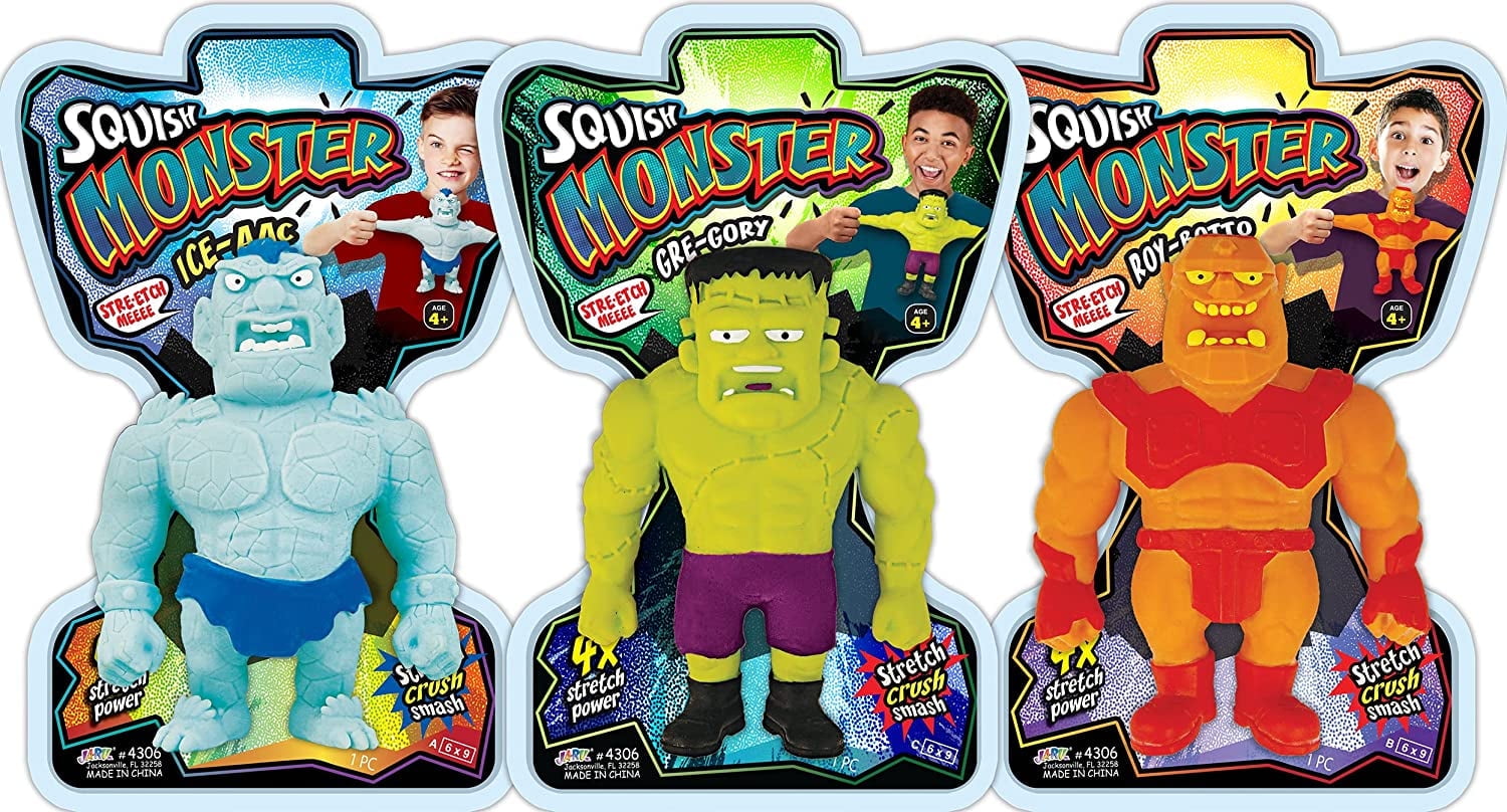 JA-RU Squishy Stretchy Monster Toys 6 Inch, 3 Pack with Sticker, Stress ...