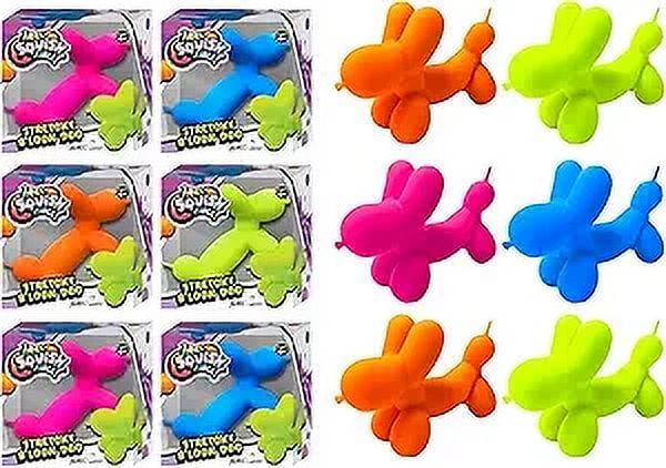 JA-RU Stretchy Balloon Dog Toy (6 Units Assorted) Irresistible Squish ...