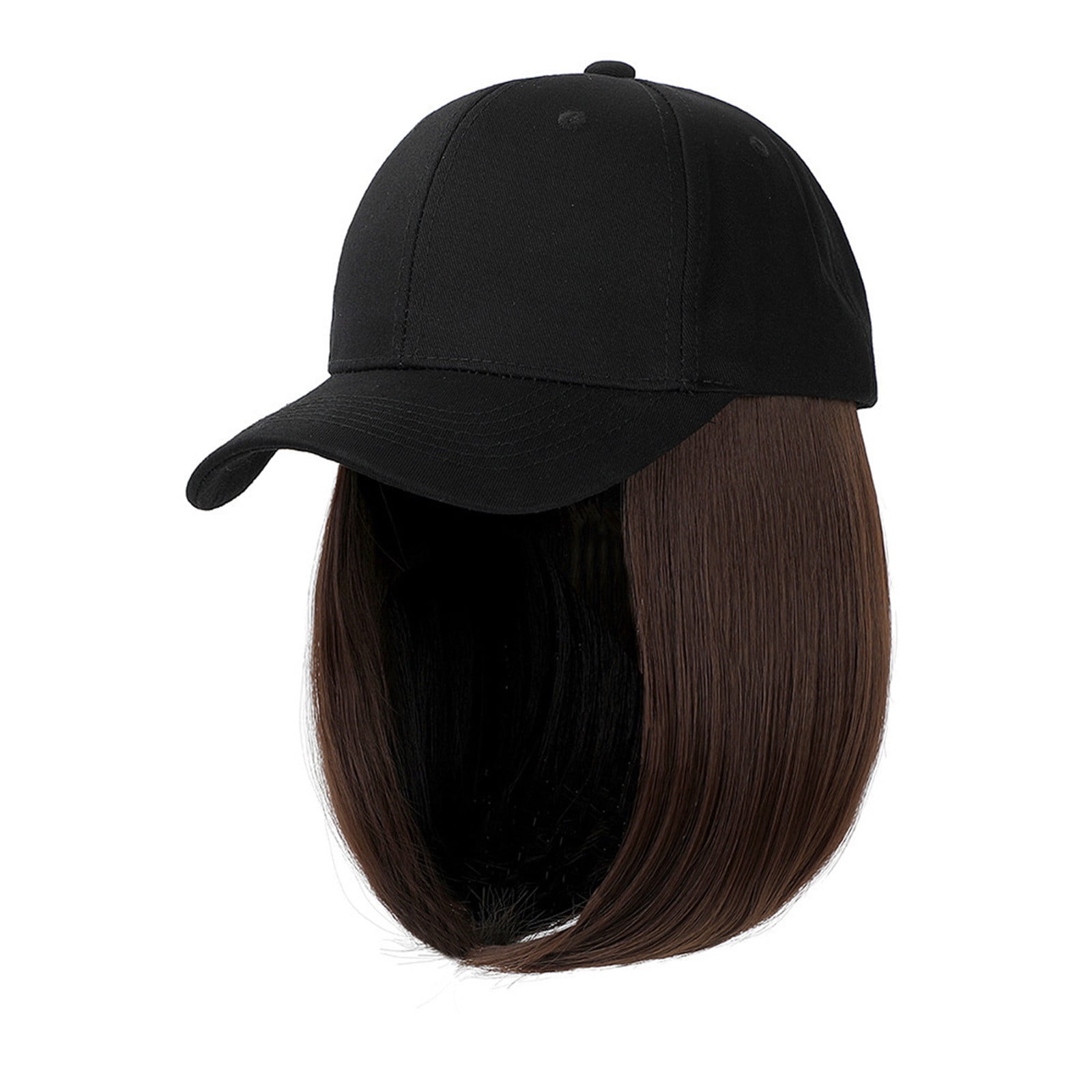JAAAAAAA Human Hair Wig Baseball Cap Wigs For Women Black Hat With Bob ...