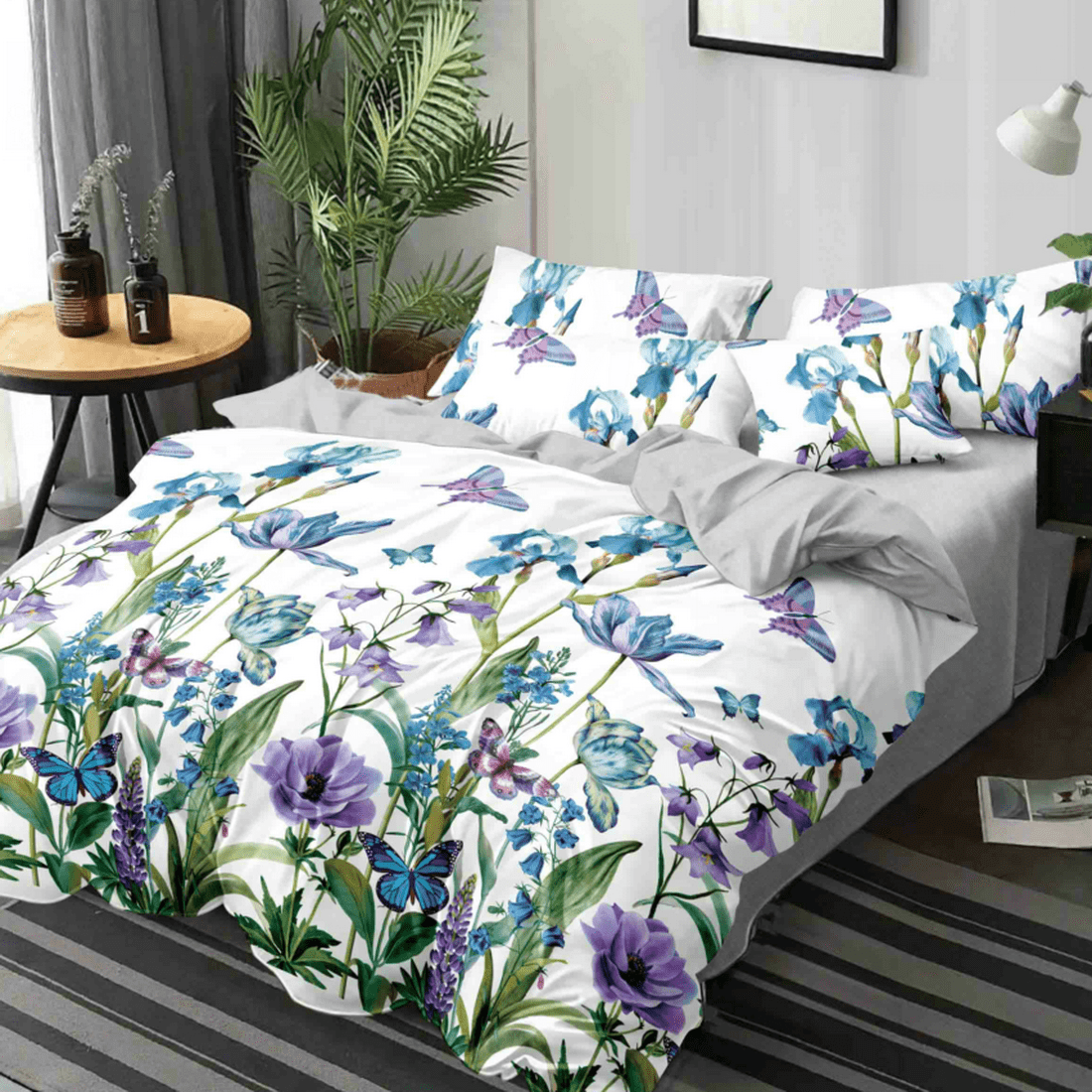 JAAE 3 Piece Bedding Duvet Cover Set Microfiber with Zipper Closure, Ties - Modern Style King ...