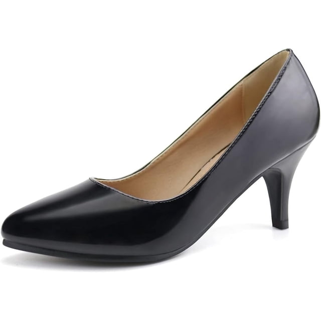 JABASIC Women Low Heel Dress Pump Shoes Pointed Toe Office Shoes (8 ...
