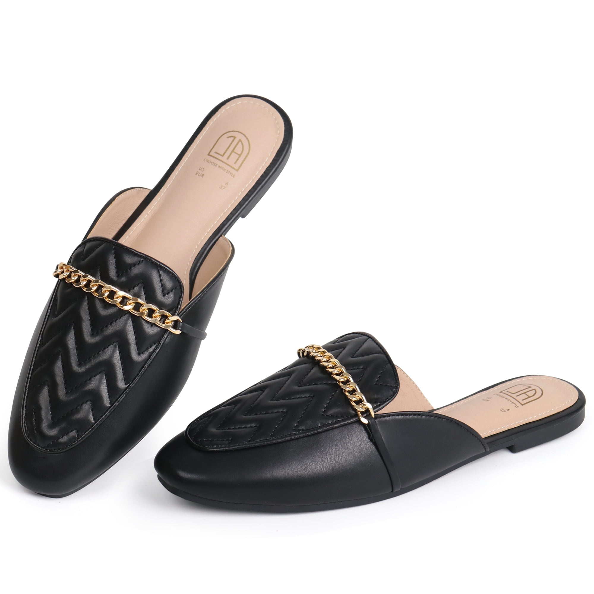 JABASIC Women Slip on Flat Mule Comfortable Backless Shoes Slide On ...