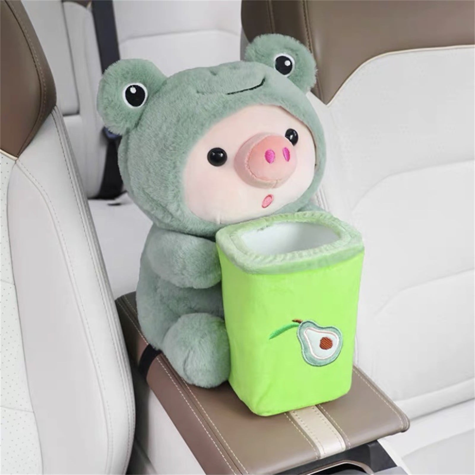 JABUUO 2 In 1 Car Tissue Holder And Trash Can Cute Plush Car Tissue Box ...