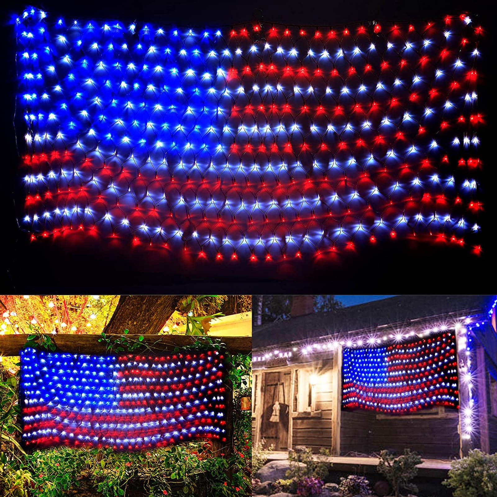 JABUUO 420 LED Flag Net Lamp American String Lights For Independence ...