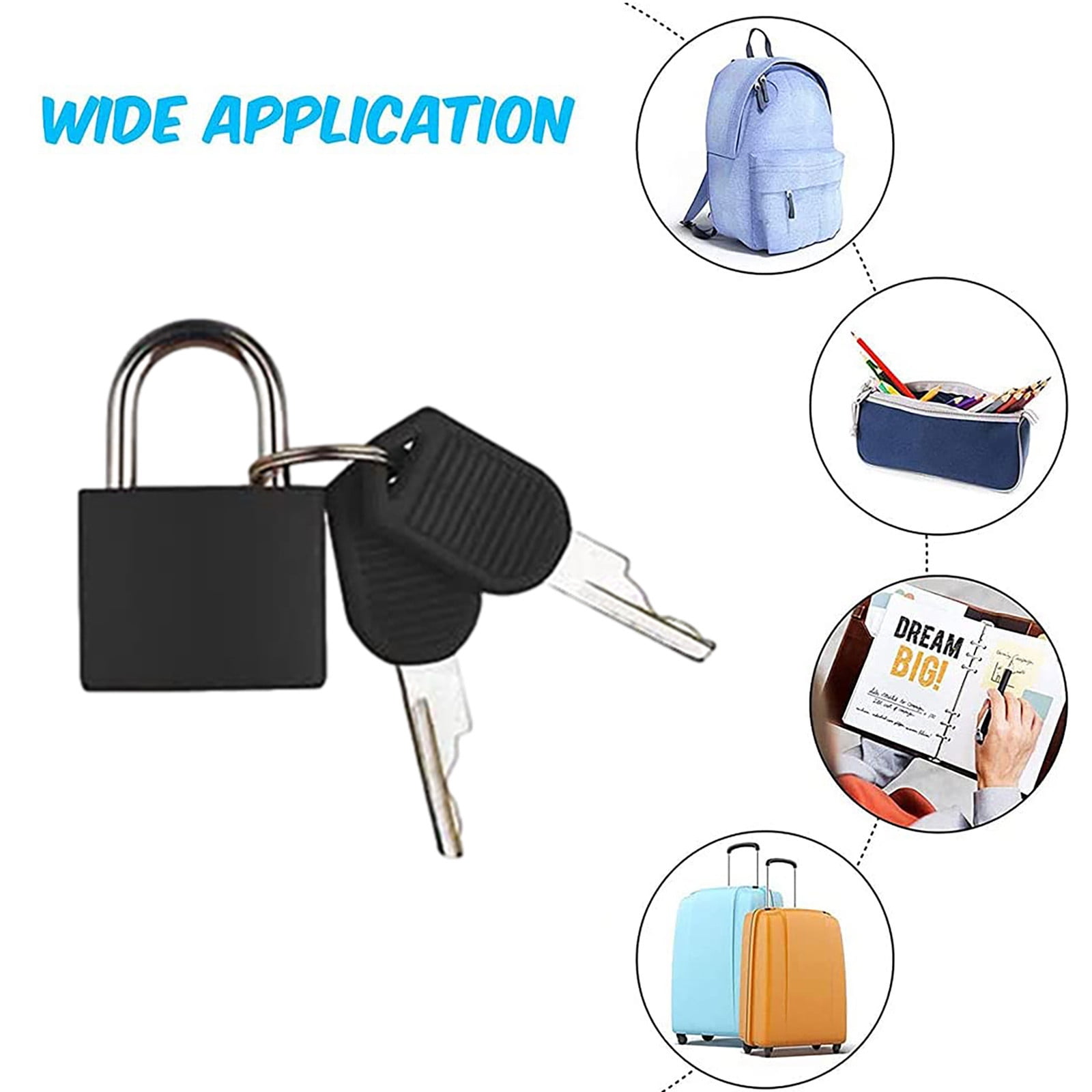 JABUUO Suitcase Lock Mini Padlock With Key Small Lock School Bag ...