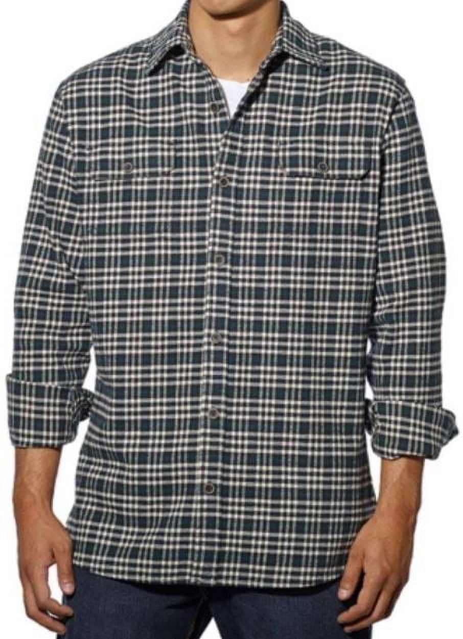 JACHS Men's Plaid Brawny Flannel Button Down Shirt (Hunter Green/White ...