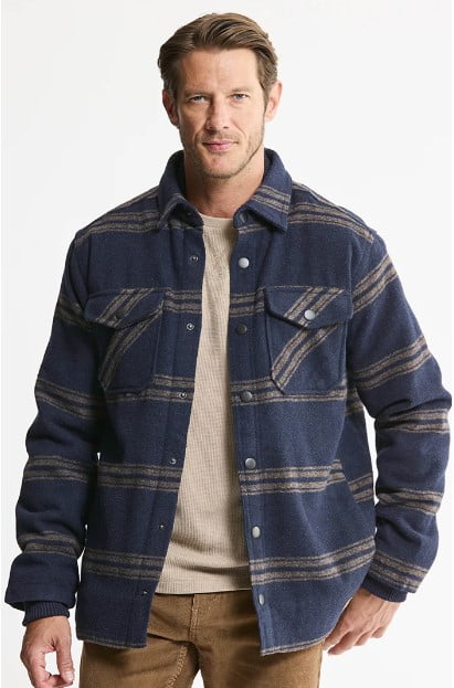 JACHS New York Men’s Sherpa Lined Wool Blend Jacket - Blue - Medium ...