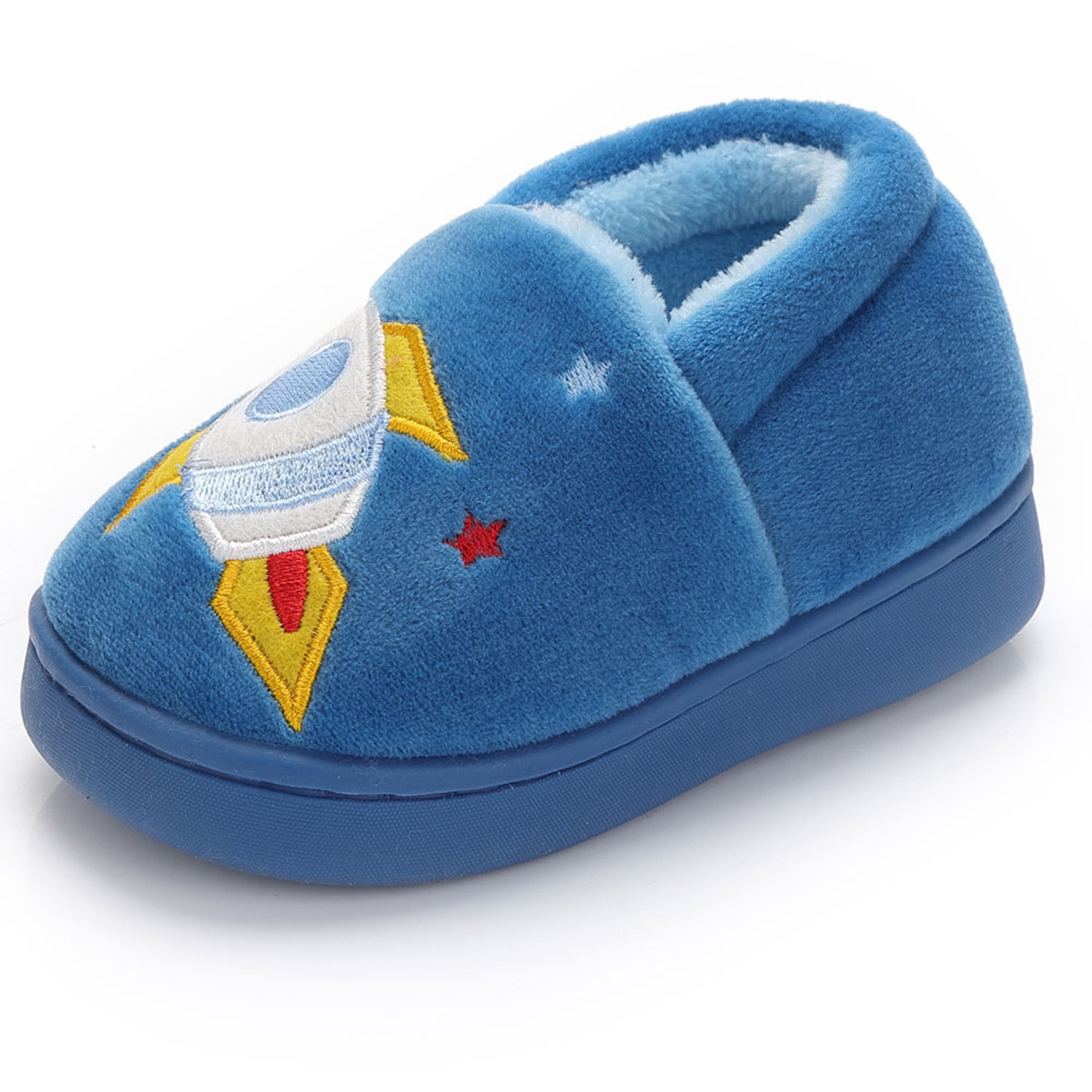JACKSHIBO Toddler Slippers for Girls Boys Soft Plush Inner Slip-on ...