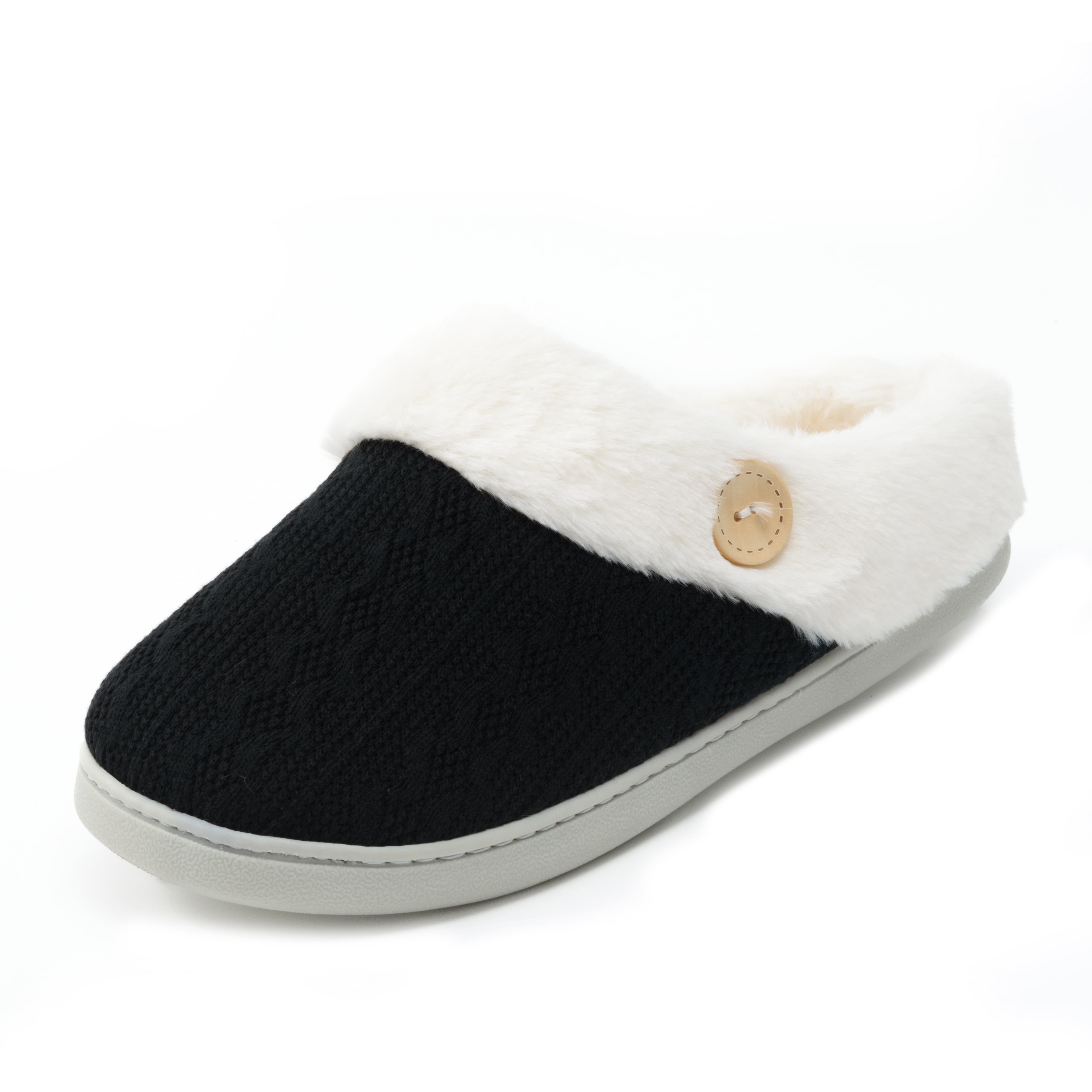 JACKSHIBO Women Ladies Slip On Lined Fuzzy Slippers Winter House Comfy ...