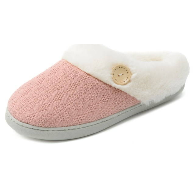 JACKSHIBO Women Ladies Slip On Lined Fuzzy Slippers Winter House Comfy ...