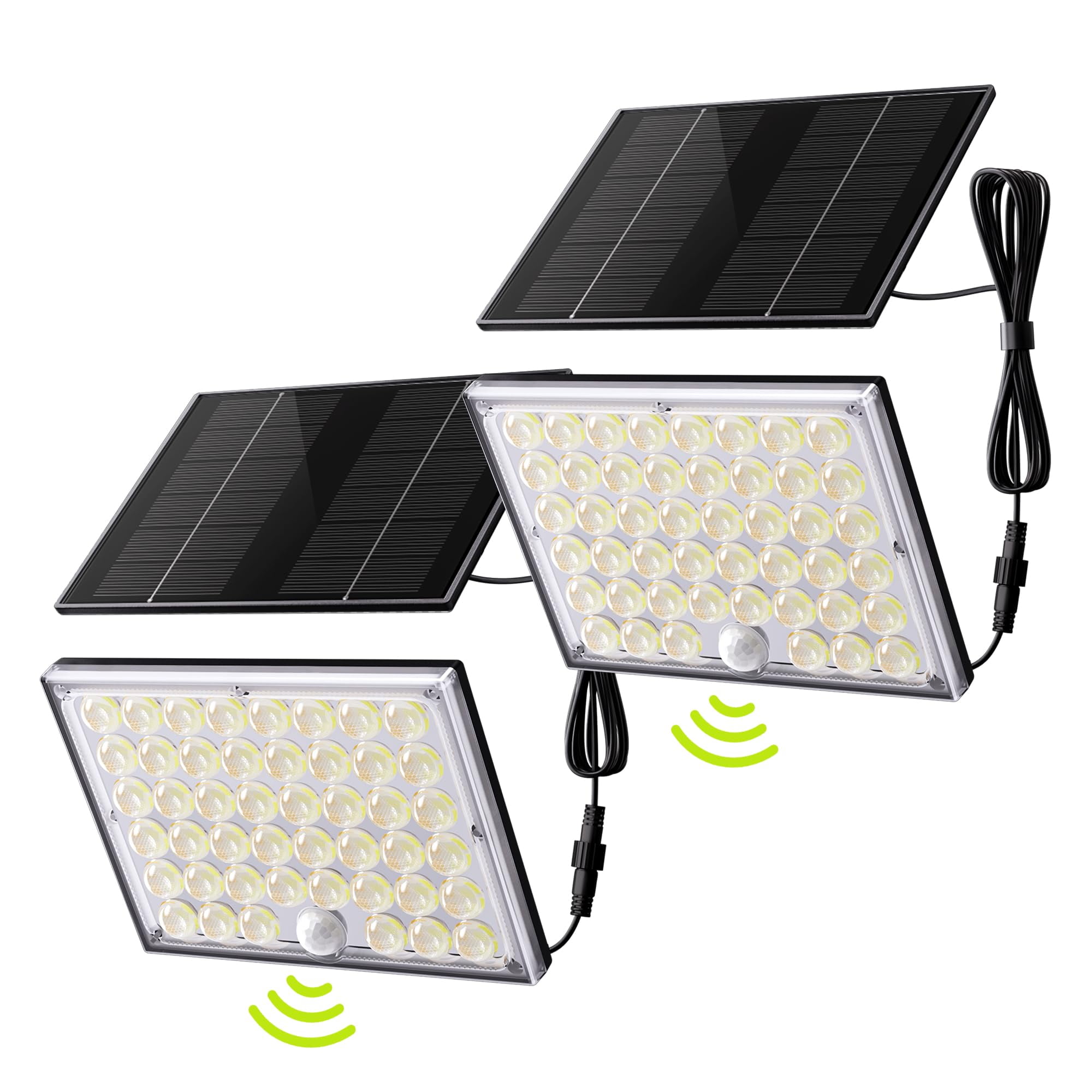 JACKYLED Motion Sensor Solar Lights Outdoor, 16.4ft Cord Wall Flood ...