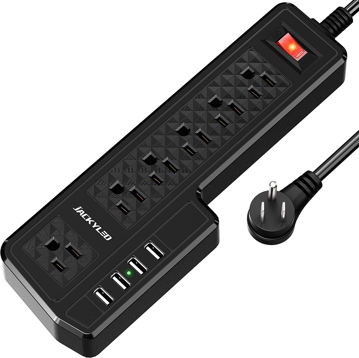 GE 6-Outlet Surge Protector Extension Cord, 600J, Black, 10ft. – 37442 ...