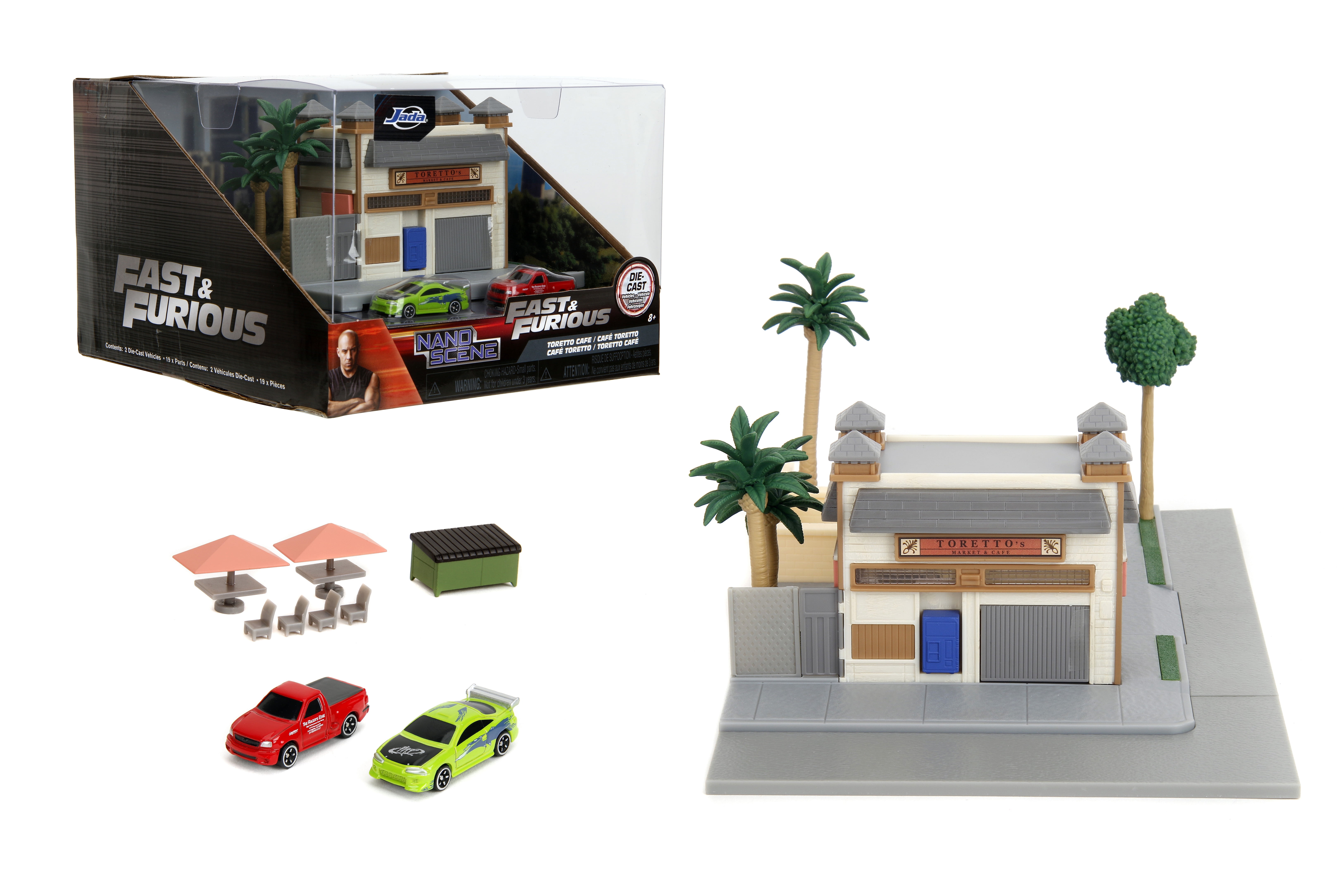 Jada Toys Fast & Furious Nanoscene: Toretto's Market & Cafe with 2 Nano Vehicles – Highly ...