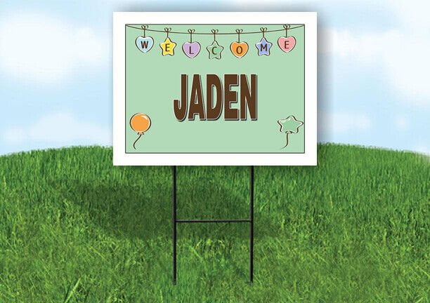 JADEN WELCOME BABY GREEN 18 in x 24 in Yard Sign Road Sign with Stand ...