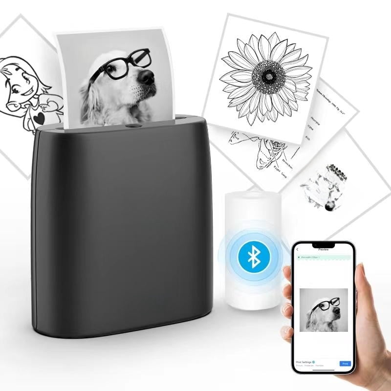 JADENS Mini Sticker Printer - 2 Inch Bluetooth Thermal Pocket Printer ...
