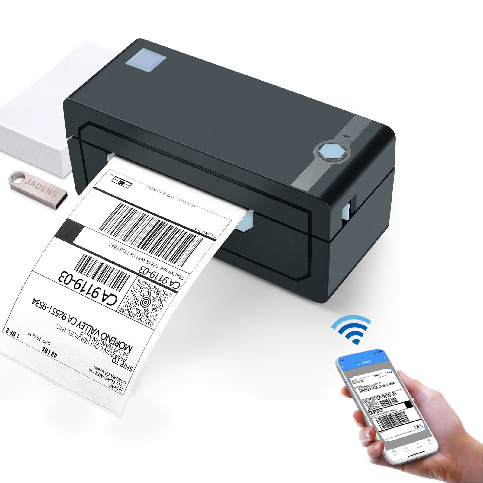 JADENS Thermal Printer 4 x6 Bluetooth Label Printer for Shipping Packages Compatible with Windows Smartphone