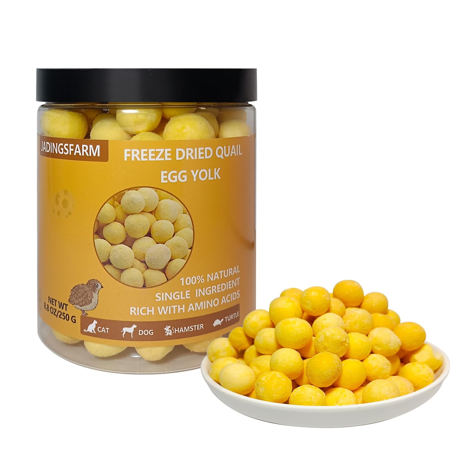 JADINGSFARM Freeze Dried Quail IRF13 Egg Yolk Dog Treats, 8.8 oz ...