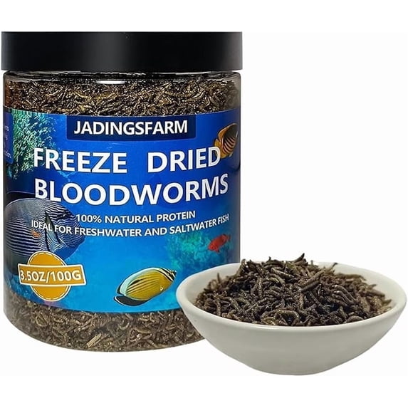 JADINGSFRAM Blood Worms Fish Food 3.5 oz, Freeze Dried Bloodworms for ...