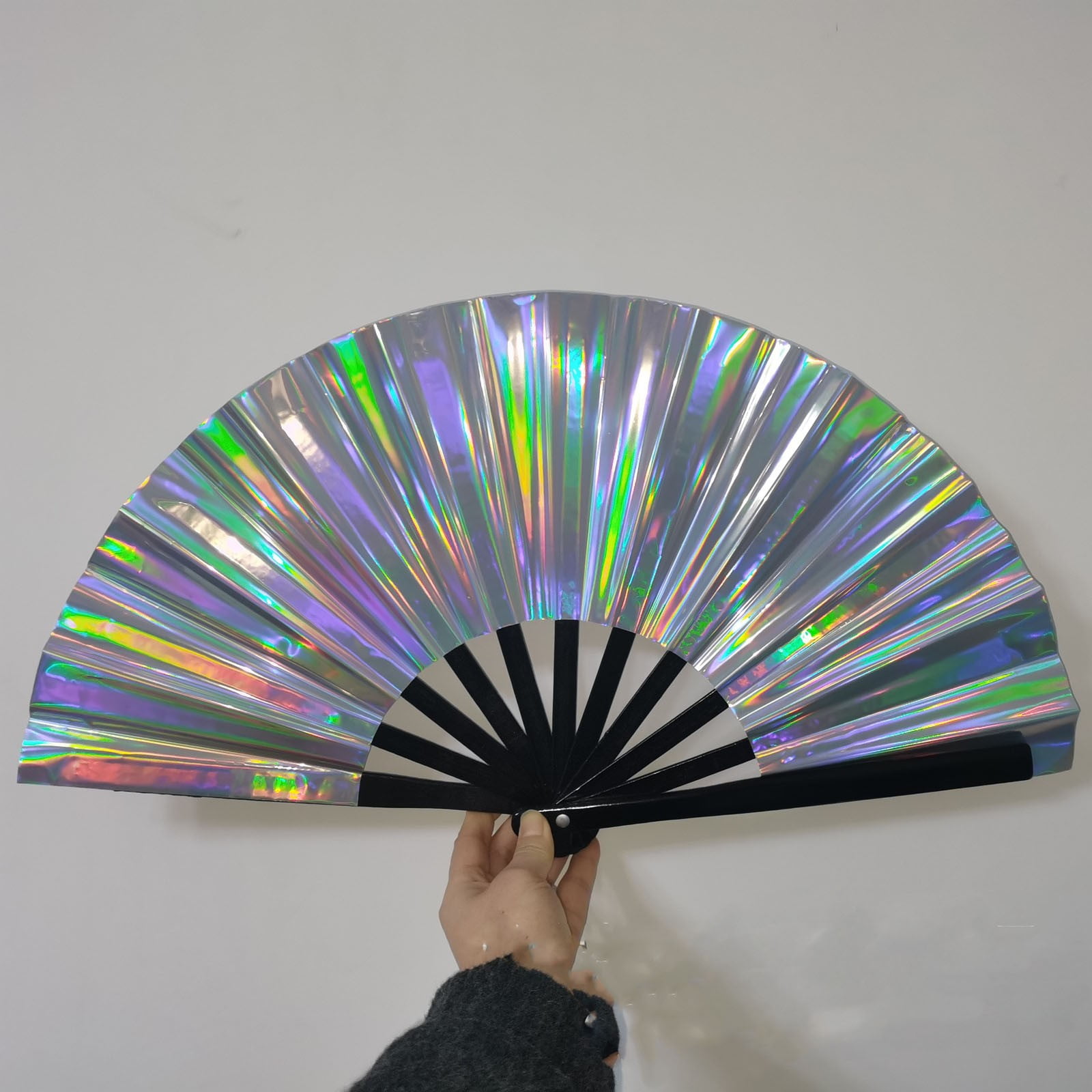 JADT Laser Rave Hand Fan,Large Folding Hand Rave Fan,Clack Handheld Fan ...