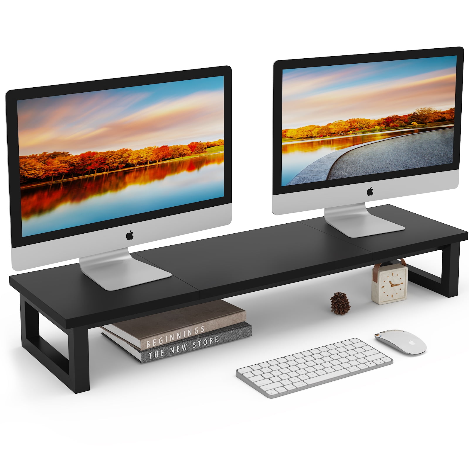 JAFUSI 39 inch Dual Monitor Stand Riser, Steel Computer Monitor Stand ...