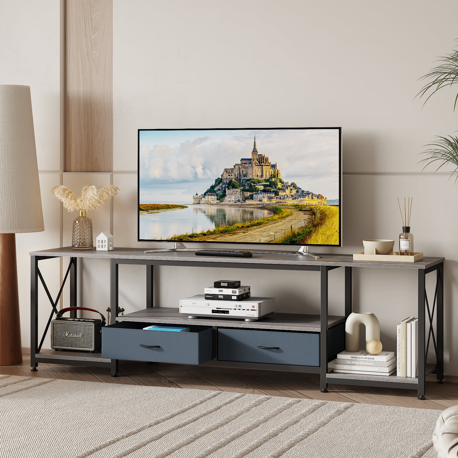 JAFUSI TV Stand for TVs up to 80" 85",Entertainment Center for living ...