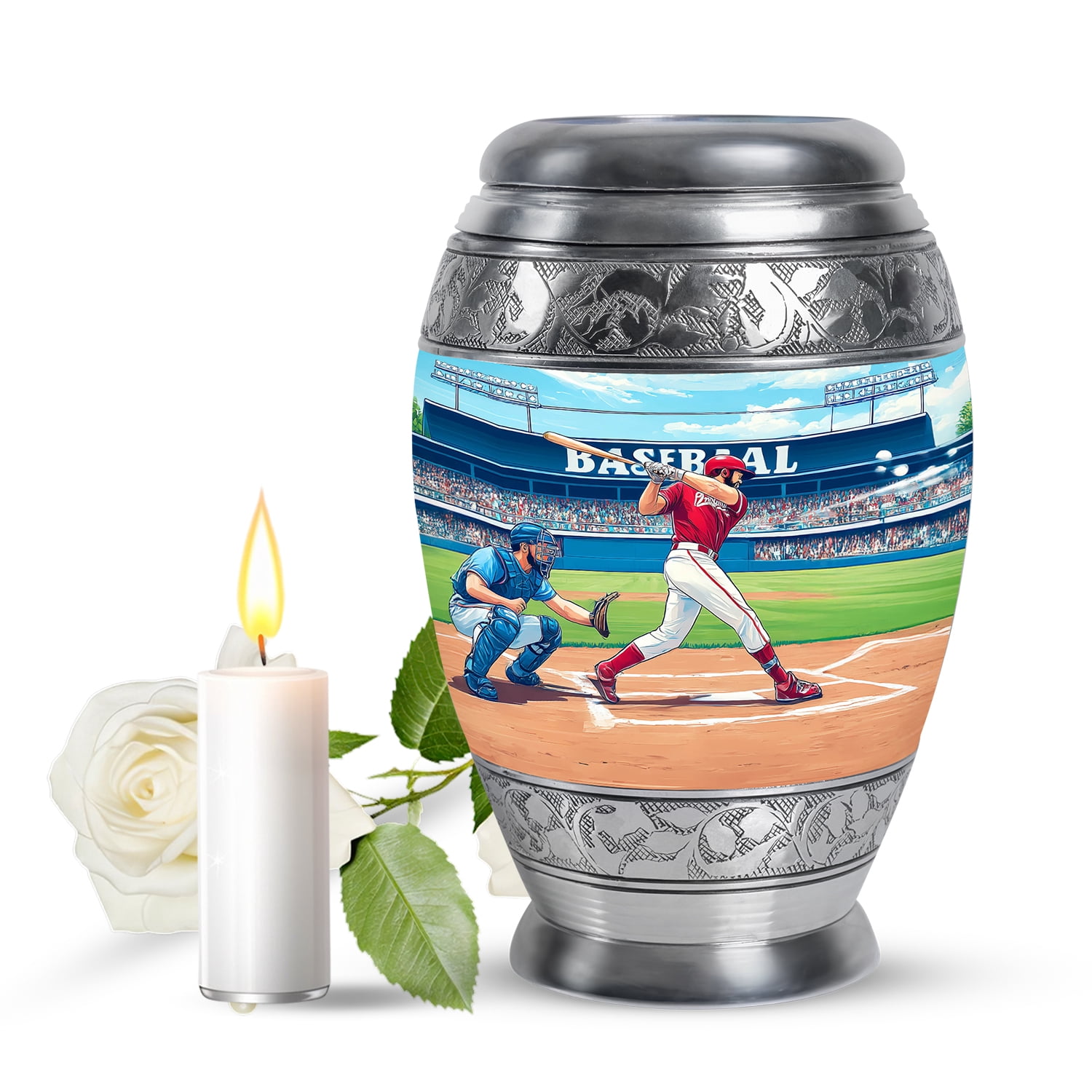 JAGASY Baseball Funeral Small Cremation Urn for Brother, Blue Mini Urns ...