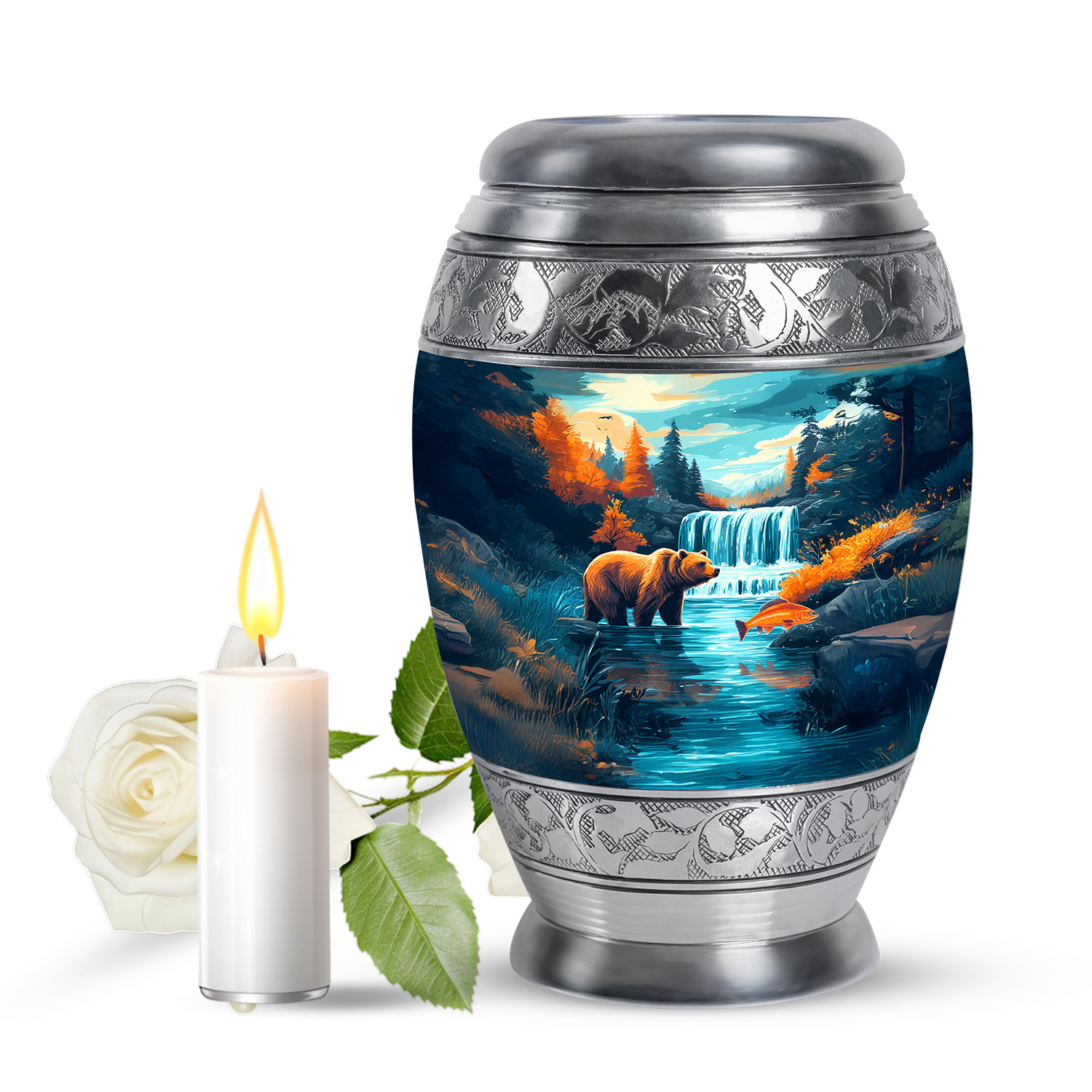 JAGASY Bear Handcrafted Urn for Mother, Blue Small Urns for Human Ashes ...