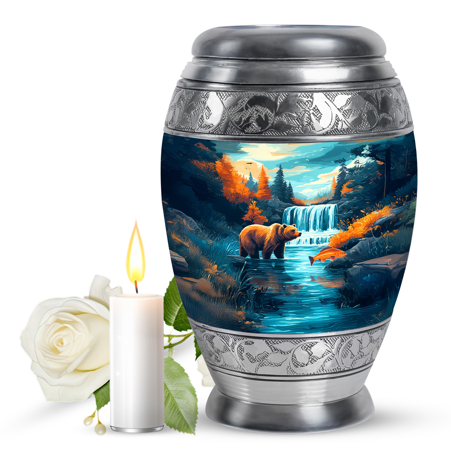 JAGASY Bear Unique Large Urn for Father, Blue Urns for Human Ashes for ...