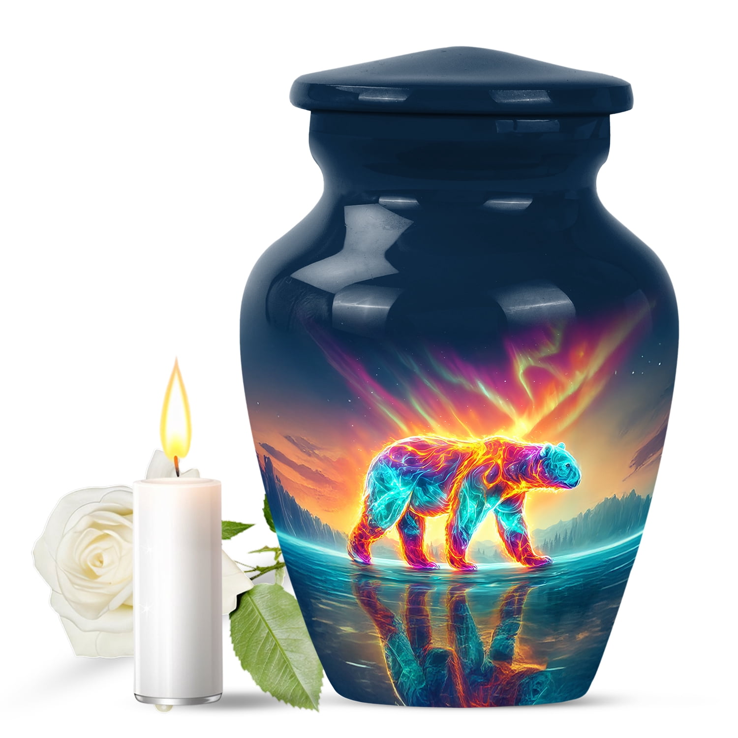 JAGASY Bear Urn for Father, Blue Small Urns for Human Ashes Keepsake ...