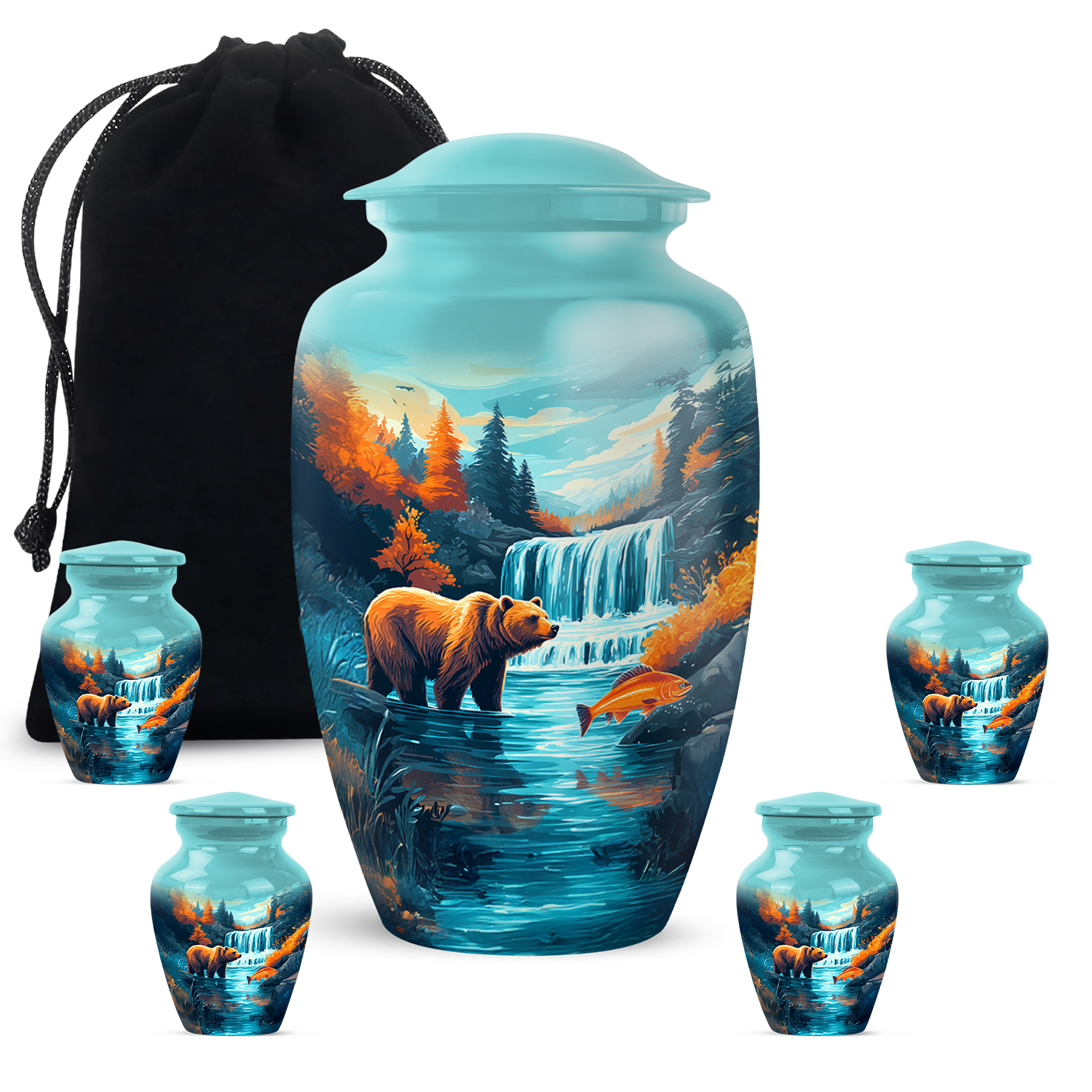 JAGASY Bear Urns Combo of 5, Blue Small Urns for Human Ashes Keepsake ...