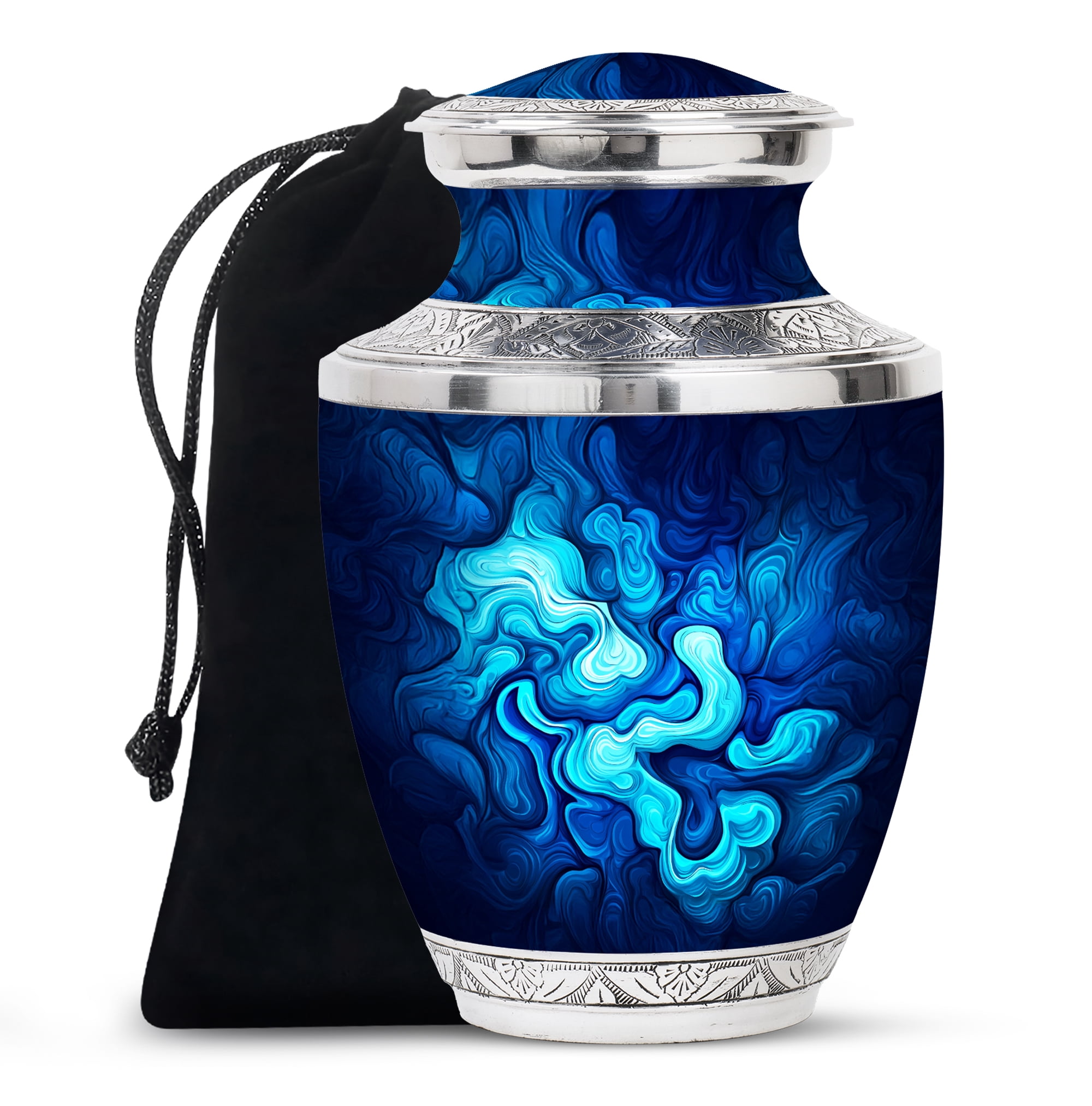 JAGASY Blue Cremation Urns for Parents - Sky Blue Pattern Urn for Ashes ...