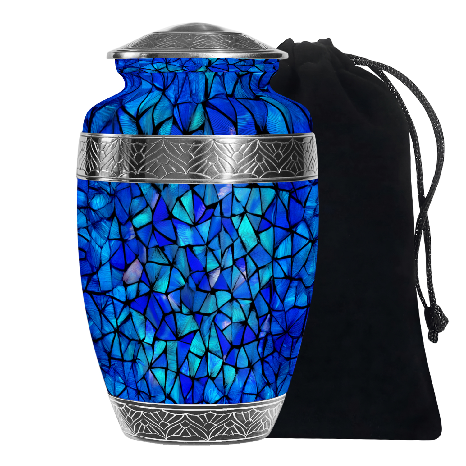 JAGASY Blue Handcrafted Cremation Urns for Couple - Black Blue Pattern ...