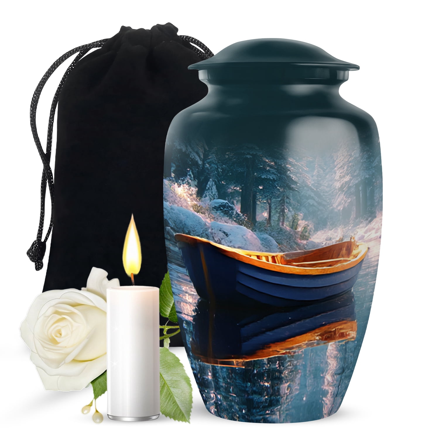JAGASY Boat Large Urn for Ashes Adult Male, Dark Green Urns for Human ...